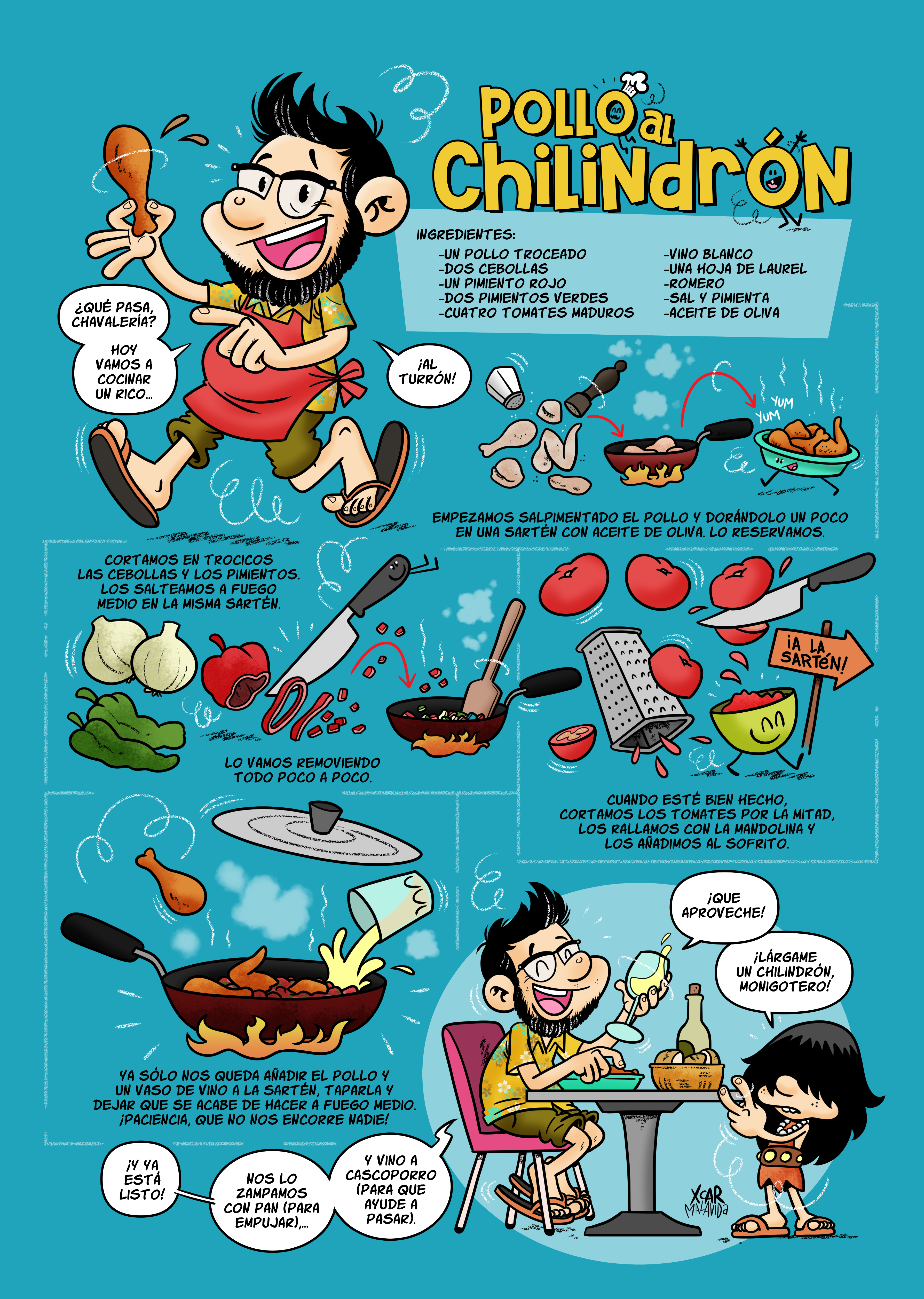 Pollo al chilindrón: receta en cómic | XCAR Malavida